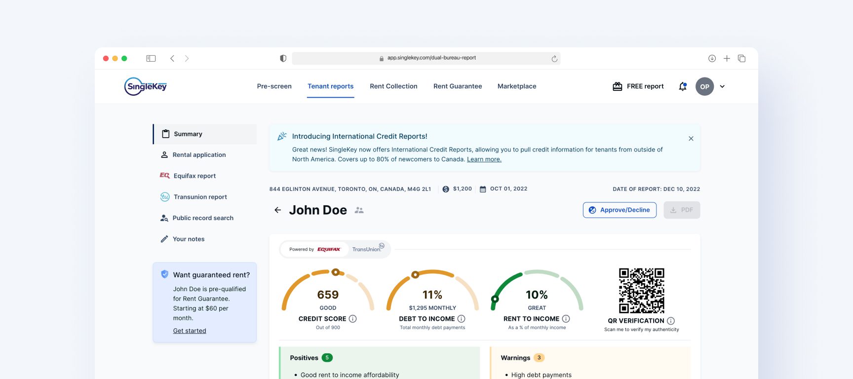 Tenant Report - SingleKey